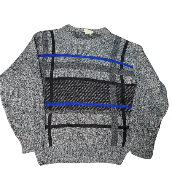 Vintage | Sweaters | Mens Vintage Sweater Grey Geometric 8s 90s Hook ...